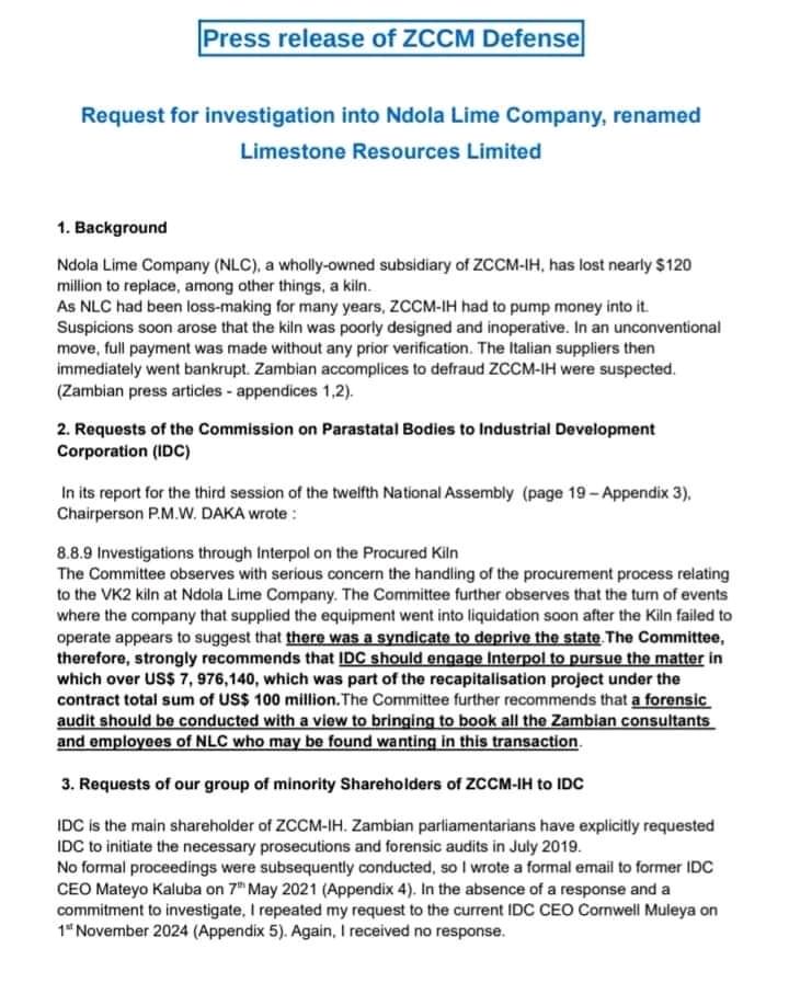 Massive Corruption Allegations Shake ZCCM-IH – Calls for Urgent Action ...