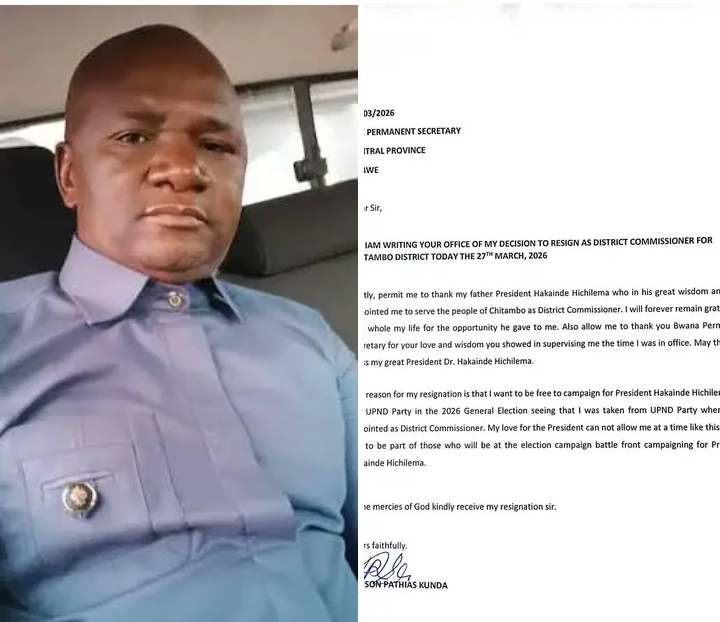 Topson Kunda has resigned as District Commissioner for Chitambo - The ...