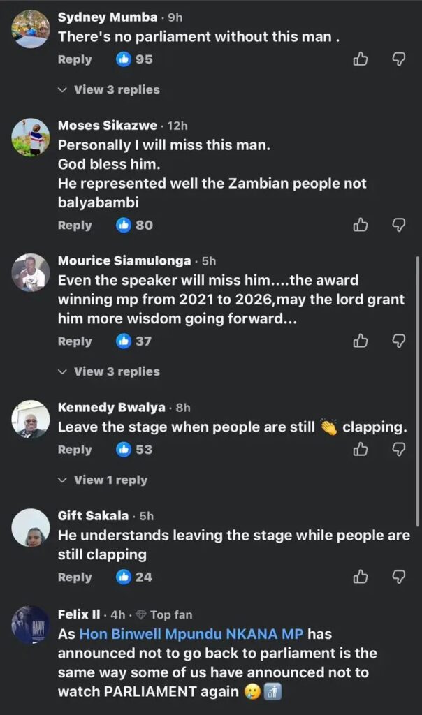 ZAMBIANS POUR TRIBUTES FOR BINWELL MPUNDU AS PARLIAMENT SHUTDOWN AHEAD ...