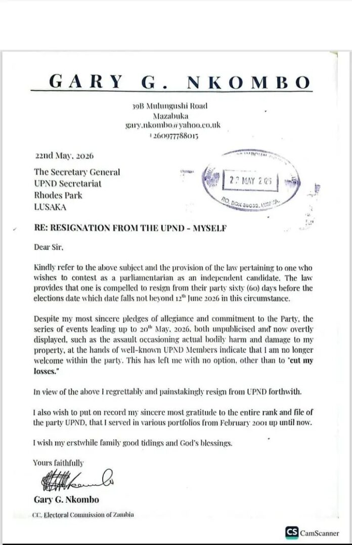 GARRY NKOMBO’S EXIT FROM UPND COULD RESHAPE ZAMBIA’S POLITICAL ...